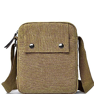 MosaiRudo Men's Canvas Small Messenger Bag,Casual Shoulder Bag for Men Women,Chest Bag Travel Carry Bag，Multi-pocket Purse for Cell Phone, Portable Mobile Phone Coin Bag (Black)