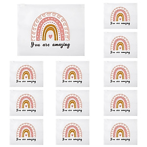 Wesiti 50 Pcs Rainbow Cosmetic Bag Inspirational Gifts for Women Motivational Quotes Cosmetic Makeup Bag Bulk EVA Matte Waterproof Zippered Pouch for Women Girl Teacher Christmas Gift(You Are Amazing)