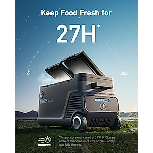 Anker EverFrost 50 Powered Cooler, 53L Portable Refrigerator for Car, Powered Cooler with 299Wh Battery, Powered by AC/DC or Solar, For Outdoor Camping, Travel, and Fishing, Fits in Trucks (Renewed)