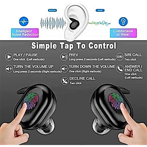 Wireless Earbuds, 30H Playtime Bluetooth Earphones Touch Control, Ear Hook Built-in Noise-canceling Microphone Headphones In-Ear Dual Bluetooth Headset with Built-in Mic for Work Sports Travel