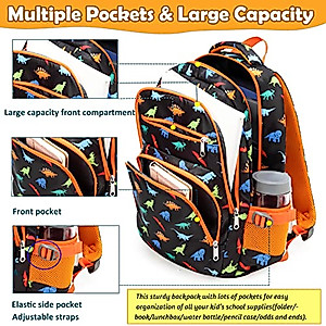 BLUEFAIRY Dinosaur Backpack for Boys Kindergarten Elementary School Bags for Kids Toddler Primary Bookbags for Preschool Lightweight Mochila Para 3 4 5 6 7 Niños Gifts (Orange)