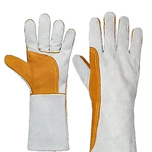 C/A 14 Inches Leather Forge Welding Gloves Heat Fire Resistant Welding Gloves BBQ Grill Gloves Fireplace Welder Gloves for Men&Women