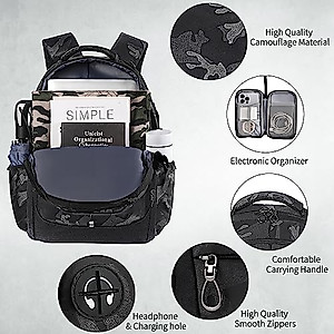 Laptop Backpack, Teenage Boys Men's Backpack Daypack 17-inch Computer Bags Work Business Travel Large Bookbag for Middle High School College Student, USB Charging Water Resistant Anti-Theft, Black