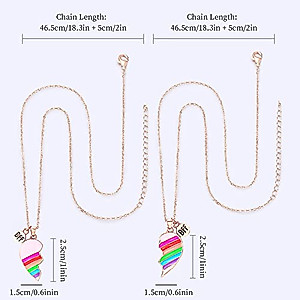 LEBOCADO 2 Pieces Rainbow Necklace, Half Heart BFF Friendship Necklaces Best Friends Forever Necklaces Pendant Gifts for Girls Women Couples