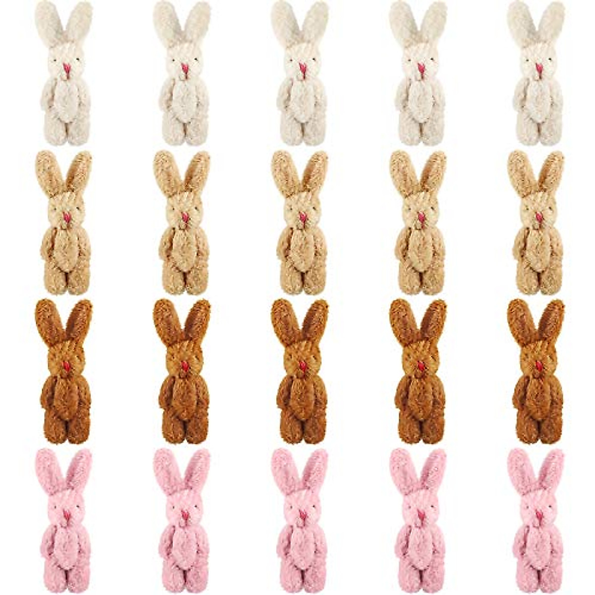 20 Pieces Mini Plush Rabbit Tiny Joint Rabbit 2.4 Inch Small Bunny Doll Soft Bunny Stuffed Animal Toys for Easter Birthday Cake Wedding Decorations Party Favors (Long Plush Style)