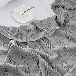 Knit Throw Blanket for Couch 50 x 60 inches Woven Decorative Blankets Cozy Lightweight Throw for Sofa Bed Living Room All Seasons Suitable for Women Men and Kids Grey