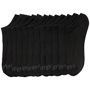 AND1 Men's Athletic Arch Compression Cushion Comfort No Show Socks (12 Pack), Size 6-12.5, Black