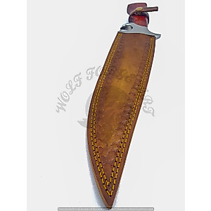 wolf forge art Handmade American Hunting Bowie knife stainless steel Best Hunting Knives For Outdoors Camping survival knife With Leather Sheath