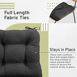 Arlee Home Fashions – Fiber Filled Premium Chair Pads - Chair Pads with Tiebacks –17.25” L X 16” W – Black - Set of 4