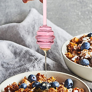 SHERCHPRY Glass Pot Honey Stirring Stick Glass Honey Dipper Honey Stir Stick Honey Server Spoon Jam Dipper Syrup Stirrer Honey Dispenser Honey Pot