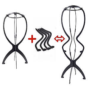 PIESOYRI Tall Wig Stands, High Wig Holders for Long Wigs, 19.7", Portable Collapsible Wig Stands for Storage, Display (2 Count-Pack)
