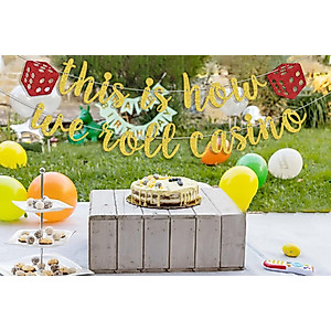 This Is How We Roll Casino Banner, Casino Theme Party Decorations, Vegas Bridal Shower Decorations, Poker Game Night Birthday Supplies Gold Red