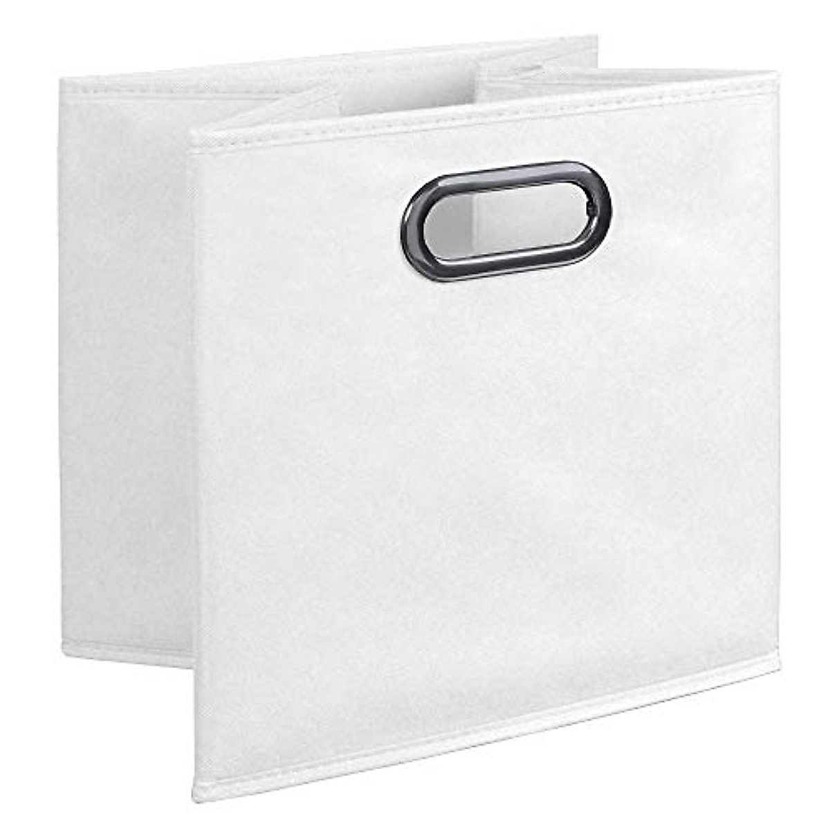 Regency Flip Flop 67 in Square Folding Bookcase with Folding Fabric Bins- White/White