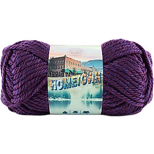 Lion Brand Yarn Hometown Yarn, Bulky Yarn, Yarn for Knitting and Crocheting, 1-Pack, Portland Wine