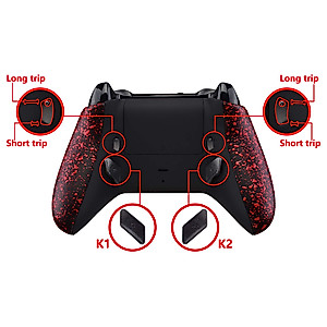 eXtremeRate Textured Red Lofty Programable Remap & Trigger Stop Kit, Upgrade Boards & Redesigned Back Shell & Side Rails & Back Buttons & Trigger Lock for Xbox One S/X Controller Model 1708