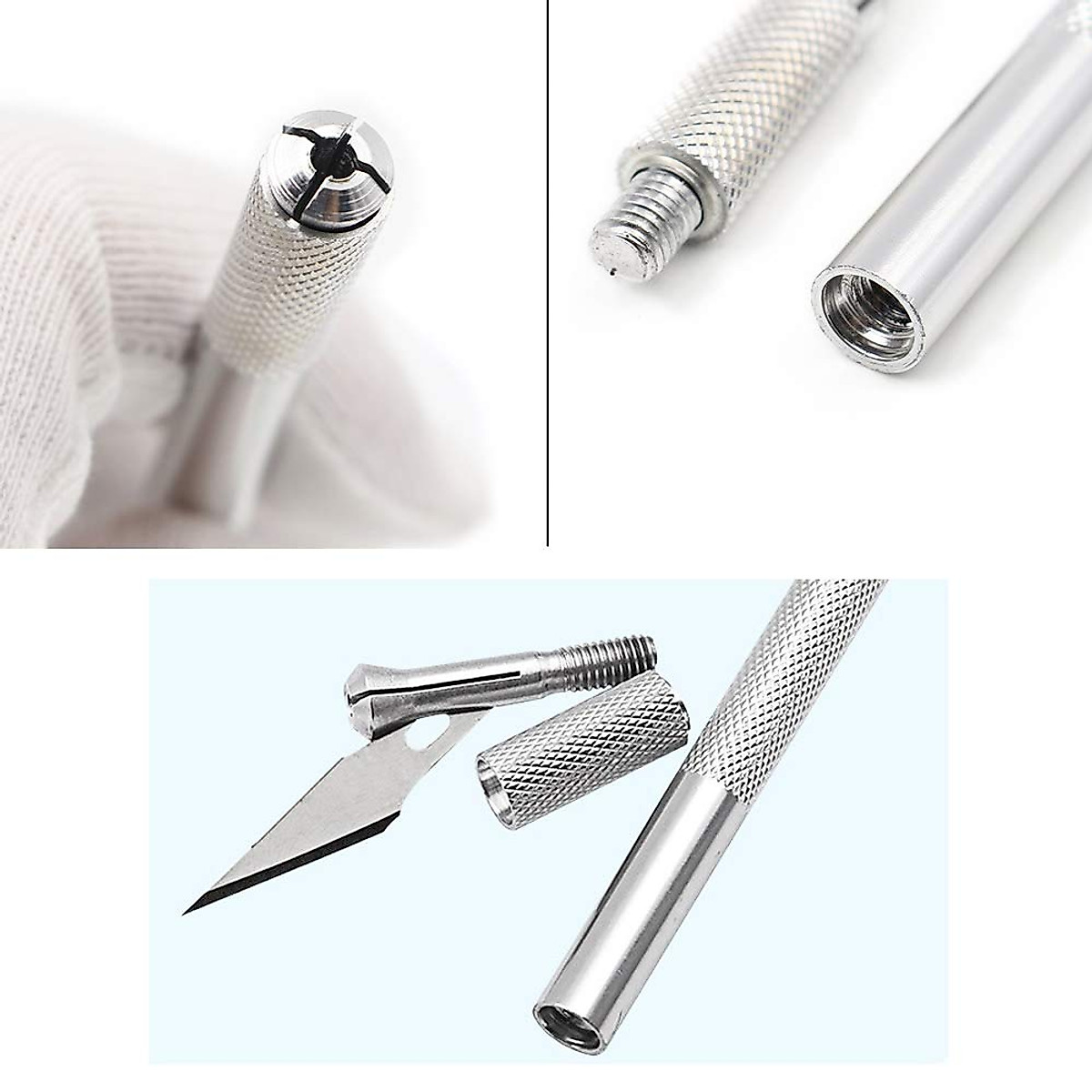 Comidox 2 Sets Stainless Steel Precision Carving Cutter Craft Knife Solid Metal Pen Knife Razor Tool for Phone PC Tablet Drone Repair DIY Art Work Sculpture