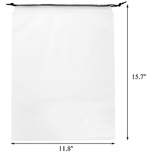 Coloch 50 Pack Translucent Shoes Bags with Drawstring, Portable Plastic Shoes Packing Pouch Waterproof Shoes Organizer Bag Multifunctional Bag for Shoes, Towel, Clothes, Toys, Home and Travel Use