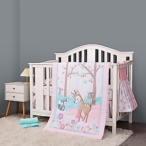 CribMATE Pink Woodland Nursery Diaper Stacker For Girls Deer Fox Baby Girl Diaper Organizer (Pink)