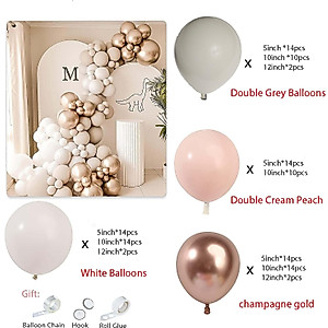 Fealixgener 110PCS Neutral Nude Balloon Garland Arch Kit Champagne Gold Balloons Double Stuffed tan cream balloons Neutral beige balloons for Baby Bridal Shower Birthday Party