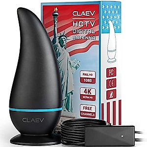 [Latest 2023 Chip] 5G Digital HD TV Indoor Antenna, Long Range 250 Miles Reception, Black Signal Amplifier for 4K Smart TV, Magnetic Base + 16.4 Coaxial Cable, Claev USA