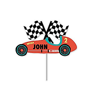 Vintage Race Car - Custom Name Cake Topper | Race Car Birthday Party Decorations | Race Car Cupcake Topper | Personalized Name Cake Topper | Race Car Themed Party