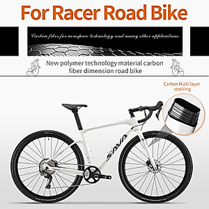 SAVADECK Carbon Gravel Road Bike,T800 Carbon Gravel Dis Brake Bicycle with Professional Adventure GRX600 11 Speed Groupset and Extra Wide Tires 700CX40C for Various Road.(Black 54cm)