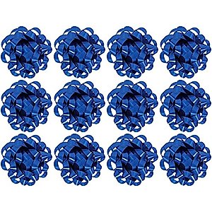 The Gift Wrap Company Decorative Confetti Gift Bows, Medium, Royal, pack of 12