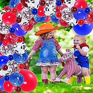 Western Cowboy Balloon Garland Red Blue Coffee Cow Cowboy Latex Balloons Confetti Balloon Bandana for Baby Shower Birthday Party Decorations