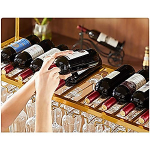 Inverted Retro Wine Glass Stylish Simplicity Wine Rack Simple Home Creative Display Wine Glass Bracket Bar Restaurant Kitchen Adjustable Height Floating Wine Rack (Golden 120 * 35Cm), PIBM, Black,