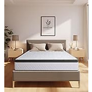 Erubry Twin Mattress, 12 Inch Plush Feel Hybrid Mattress with Breathable Euro Top Cover, Motion Isolation, Pressure Relief, Twin Size Mattress in a Box
