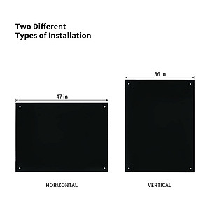 R&G Black Magnetic Dry Erase Board 4x3 Black Glass Dry Erase Board for Wall Black Glass Whiteboard with Eraser Marker (48” x 36”)