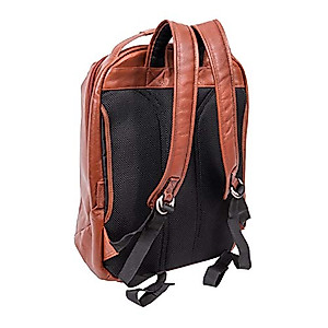 McKleinUSA South Shore Pebble Grain Calfskin Leather 17" Carry-All Laptop & Tablet Overnight Backpack Brown (18884) 12.5"x7"x18"