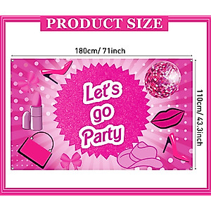 Hot Pink Let's Go Party Banner Princess Themed Banner Photo Frame Photography Background Girls Women Birthday Bachelorette Party Banner Decorations Photo Props Party Favor