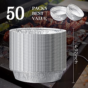 (50 Pack) Premium 8-Inch Round Aluminum Foil Pans, Heavy Duty Disposable Food Container without Lids, Tin Foil Pans Perfect for Roasting, Grilling, Storing, Cooking, Meal Prep for Baking Lovers