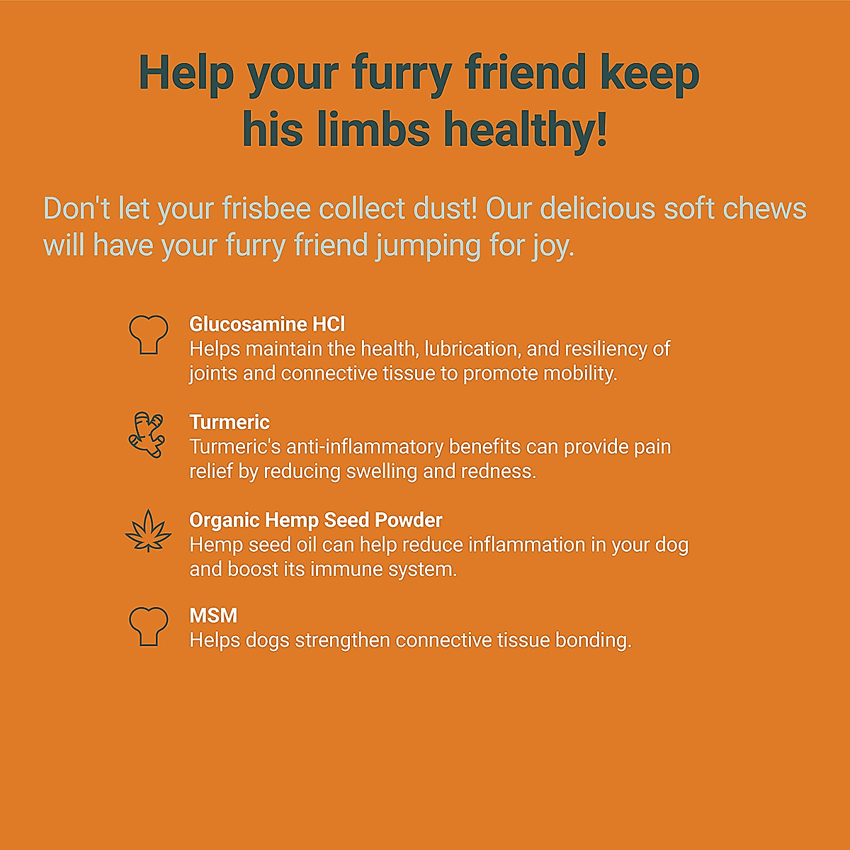 K9 Conquest Hip & Joint Chews for Adventure Dogs - Joint Supplement for Dog Mobility, Hip & Joint Care for Dogs, Joint Health Support for Dogs - Glucosamine, Hemp, Omega 3, MSM, Turmeric, Chondroitin