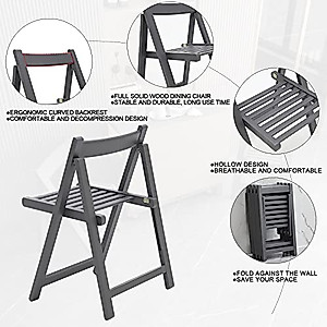 FUNROLUX Folding Dining Chair 2 Pack Grey Wooden Foldable Chairs Suitable for Event Party Garden Kitchen Table Chair 268LB Weight Capacity (Grey)
