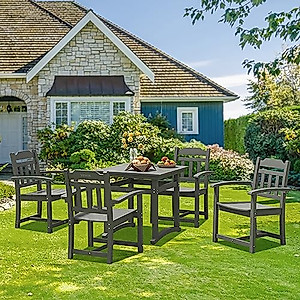 VEVOR 5 Pieces Patio Dining Set, Outdoor Square Furniture Table and Chairs, All Weather Garden Furniture Table Sets, HIPS Small Patio Conversation Set, for Lawn, Deck, Backyard, Poolside, Light Gray