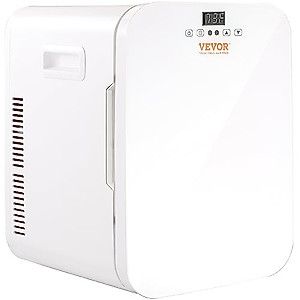 VEVOR Mini Fridge, 20L Skincare Fridges with Temper Control Touch Screen, Portable Small Beverage Refrigerator for Bedroom Office Car Dorm, AC/DC Cool Warmer for Cosmetic Drink Milk, White