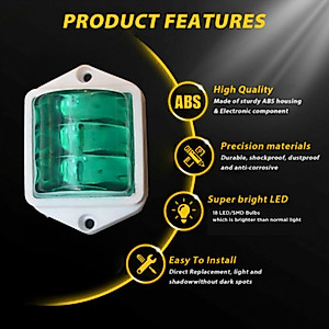 10Pc Trailer RV Marker LED Light Clearance Light Green, 2x2 Inch LED Bubble 24V Side Marker Light for Trucks - Universal Side Marker Light