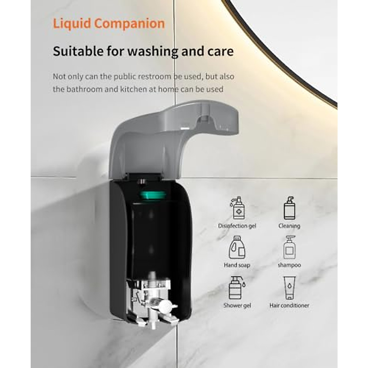 Manual Foam Soap Dispenser, 35oz (1000mL) Commercial Refillable Foaming Soap Dispenser-Transparent Black, CHUANGDIAN