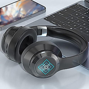 New Wireless Bluetooth 5.0 Headband Headset Luminous Retractable Folding HiFi Subwoofer Full Wrap-Around Ear Wireless Bluetooth Headset for Sports Gym (Black)