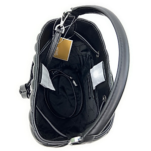 Michael Kors Suri Medium Bucket Crossbody Quilted Vegan Faux Leather Bag (Black)