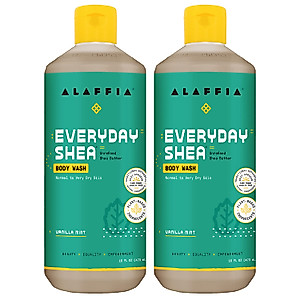Alaffia Everyday Shea Body Wash, Naturally Helps Moisturize and Cleanse Without Stripping Natural Oils with Fair Trade Shea Butter, Neem, and Coconut Oil, Vanilla Mint, 2 Pack - 16 Fl Oz Ea
