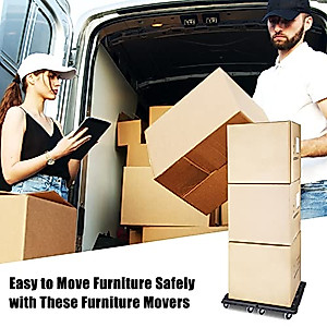 Kqiang 2 PCS Furniture Dolly for Moving,Interlocking Furniture Movers with Wheels,Heavy Furniture Roller Move Tool Set 500 Lbs Capacity Appliance Mover Rollers