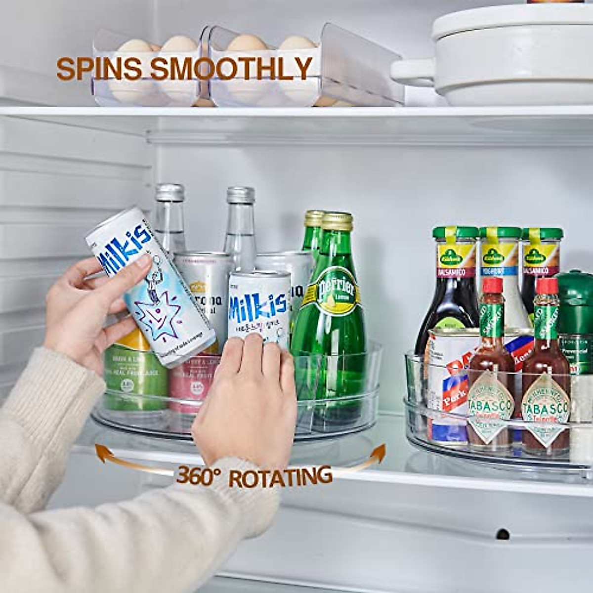 Boconia 2 Pack 10.6" Lazy Susan Organizer with 3 Removable Bins Pantry Organization and Storage Lazy Susan Turntable for Cabinet Medicine Cabinet Organizer Spice Spinner Kitchen, Countertop, Bathroom