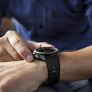 Rugged No Gap Bands Compatible with Samsung Galaxy Watch 6 4 5 Band 40mm 44mm/Galaxy Watch 6 Classic 47mm 43mm/Watch 4 Classic 46mm 42mm/Watch 5 Pro 45mm, Soft Silicone Replacement Sport Strap for Men