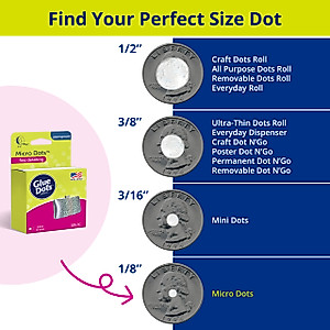 Glue Dots Double-Sided Permanent Micro Dots, 1/8'', Clear, Roll of 325