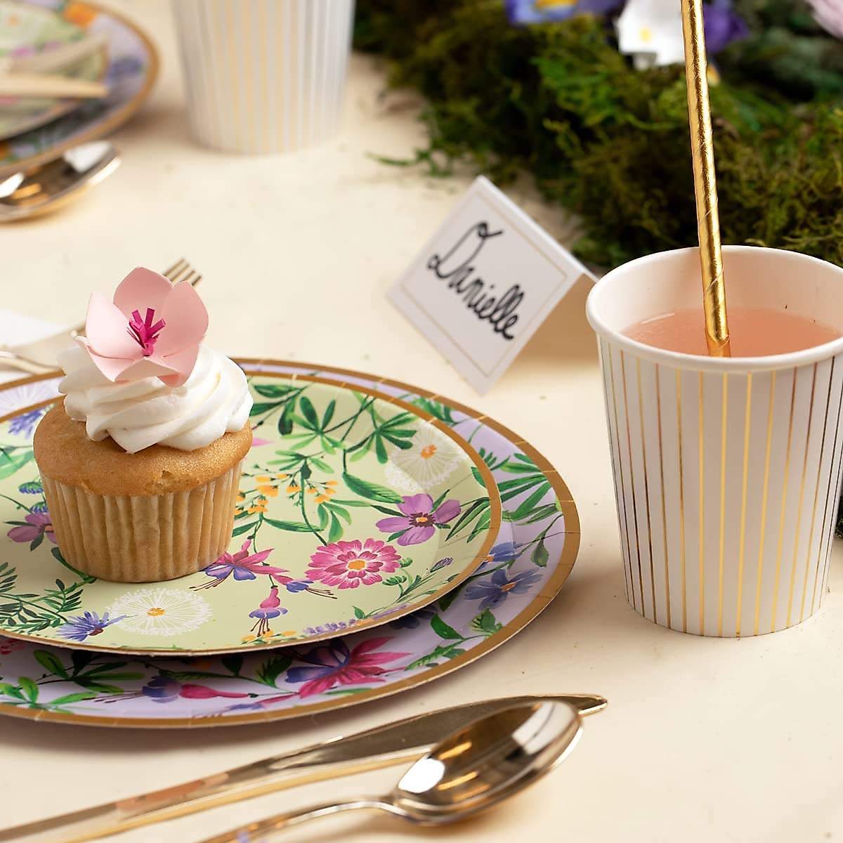 Coterie - Wildflower Decorative Large Paper Plates with Floral Design for Bridal Party, Birthday Party, Baby Shower, Tea Party, Set of 10 | 9.25" Dinner Paper Plates