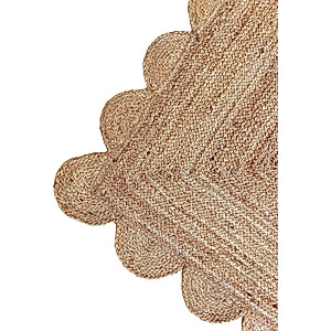 Scallop Pattern Jute Bohemian Area Rug (2' x 3')