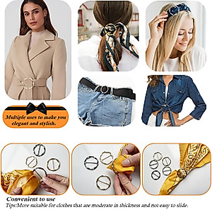 Yasowdkel 10PCS Silk Scarf Ring Clip T-shirt Tie Clips for Women Fashion Metal Ring Scarves Clasp Waist Buckle for Shirts Clothing Gold & Silver Zinc Alloy Clothing Ring Wrap Holder